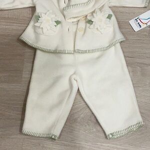 Jackets & Coats | Cream Baby Jacket And Hat Set With Floral Accents ...